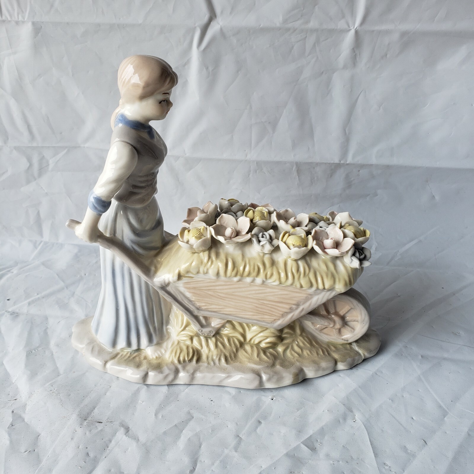 Girl Pushing Wheelbarrow of Roses-Porcelain-Simson Giftware. | eBay