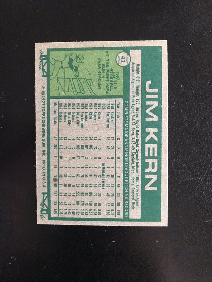 1977 TOPPS #41 JIM KERN CLE INDIANS—PACK FRESH💥*** (tgcs) | eBay