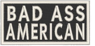 BAD ASS AMERICAN Embroidered Iron On Patch MC Biker Emblem White Border ...