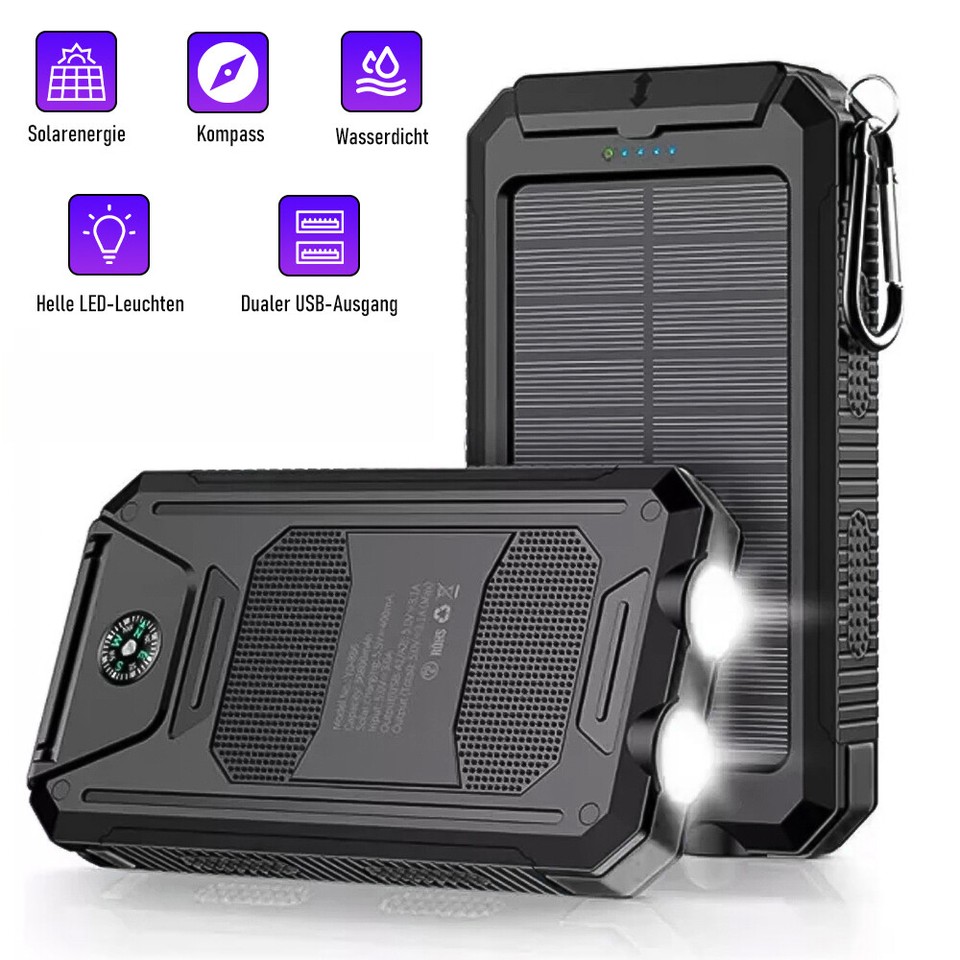 9000000mAh Solar Power Bank External Battery Backup Charger Fast ...
