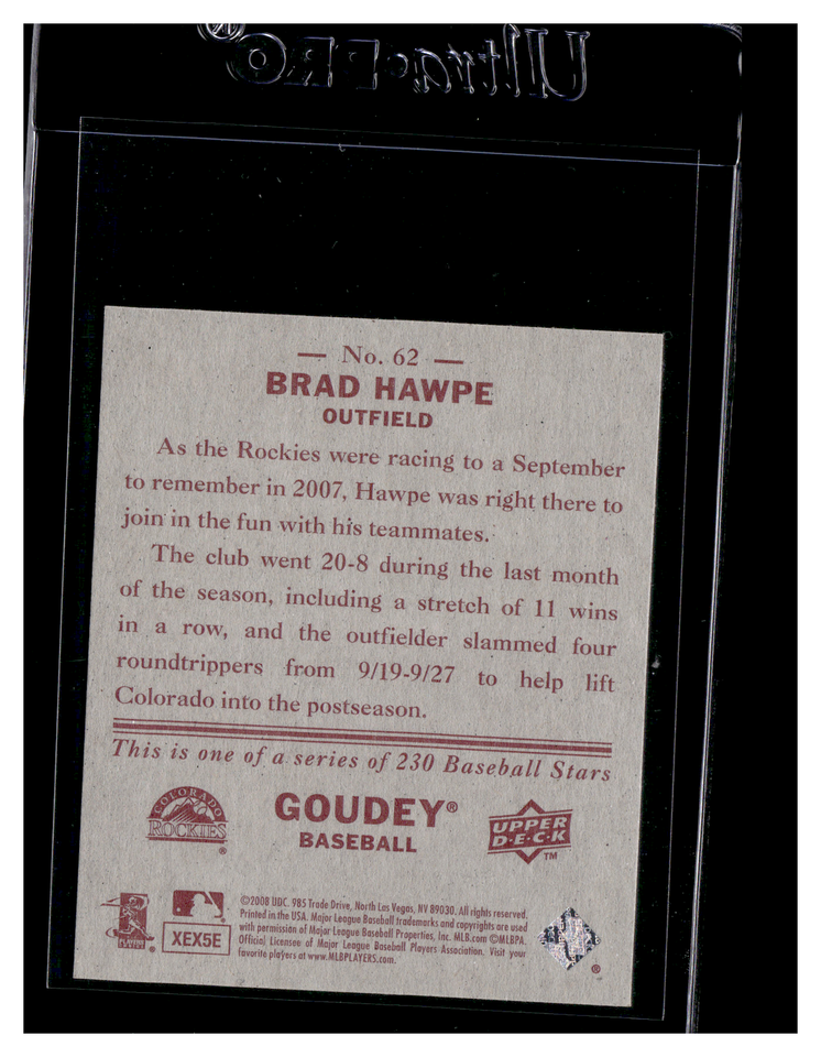 2008 Upper Deck Goudey Mini Red Backs #62 Brad Hawpe | eBay