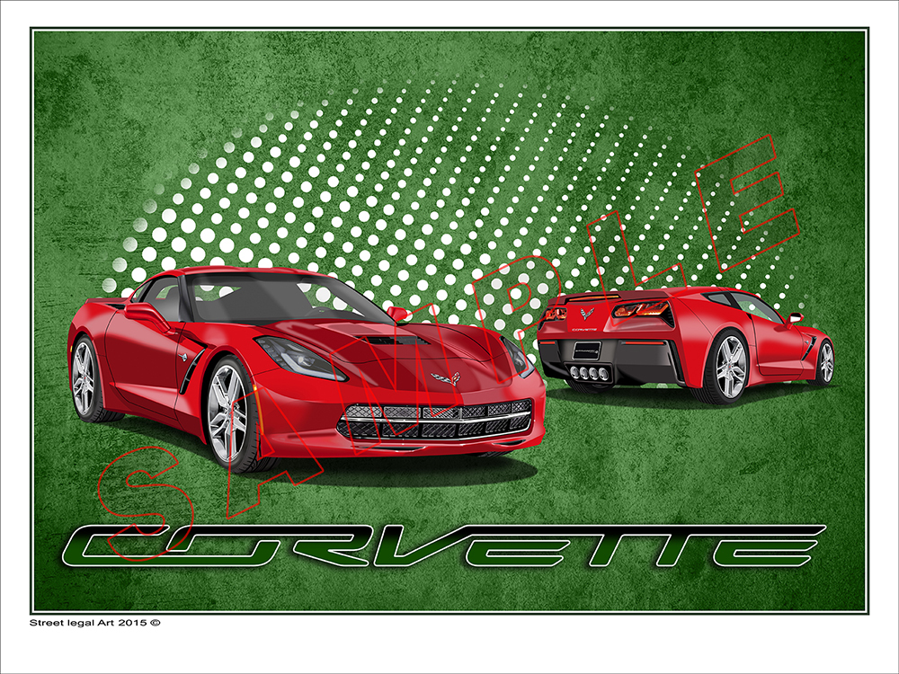 C7 Corvette Stingray Muscle Car Art Print 18 X 24 - Unframed | eBay