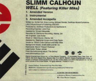 Slimm Calhoun: Well PROMO MUSIC AUDIO CD Killer Mike Amended Acapella ...