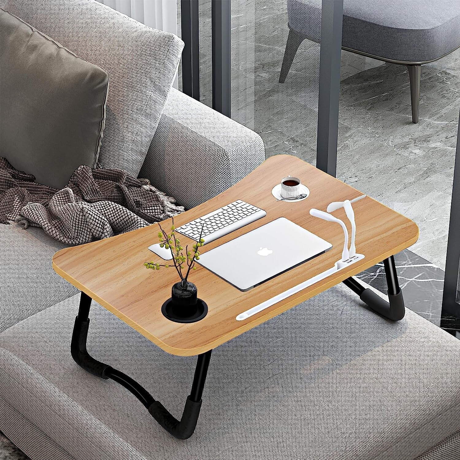 Laptop Bed Desk, Foldable Laptop Lap Desk Tray Table with USB Charge ...