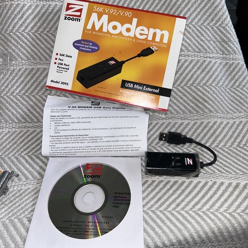 ZOOM Model 3095 56K V.92/V.90 USB Modem Mini External - Windows, Mac ...