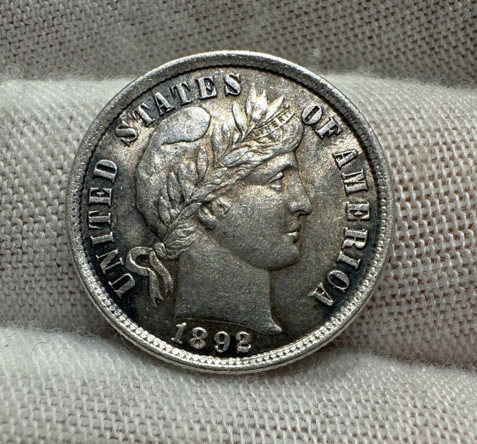 1892 United States Silver Barber Dime 10C Better Date UNC Lustrous ...