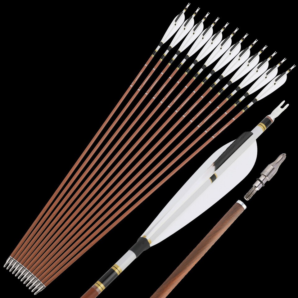 12X 31" Pure Carbon Arrows Natural Feather SP340 400 500 600 Archery ...