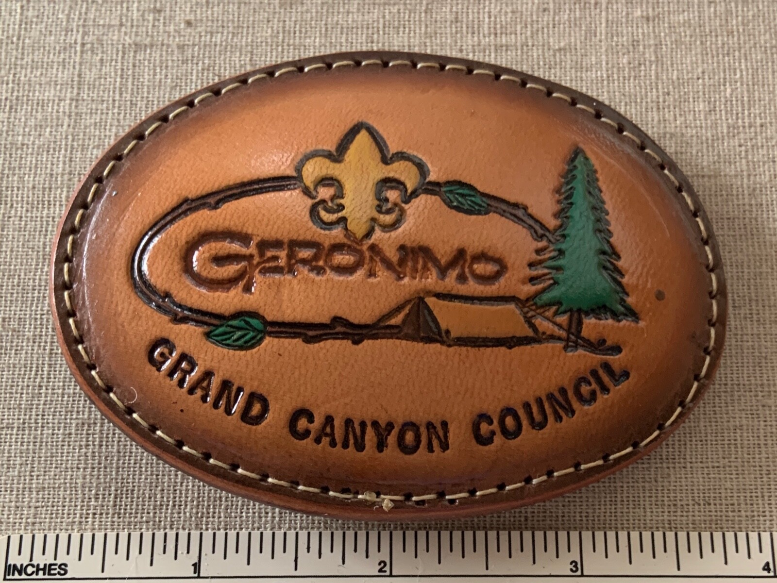 NOS CAMP GERONIMO Grand Canyon Council Boy Scout Leather BELT BUCKLE BSA Uniform | eBay