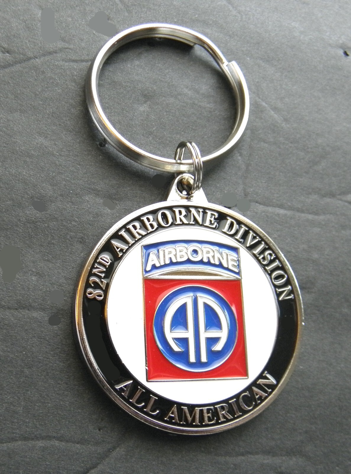 US ARMY 82ND AIRBORNE METAL ENAMEL KEY RING CHAIN KEYCHAIN KEYRING 1.5 ...