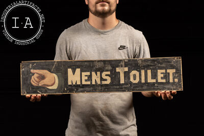 Antique Hand-Painted Directional Restroom Sign | eBay