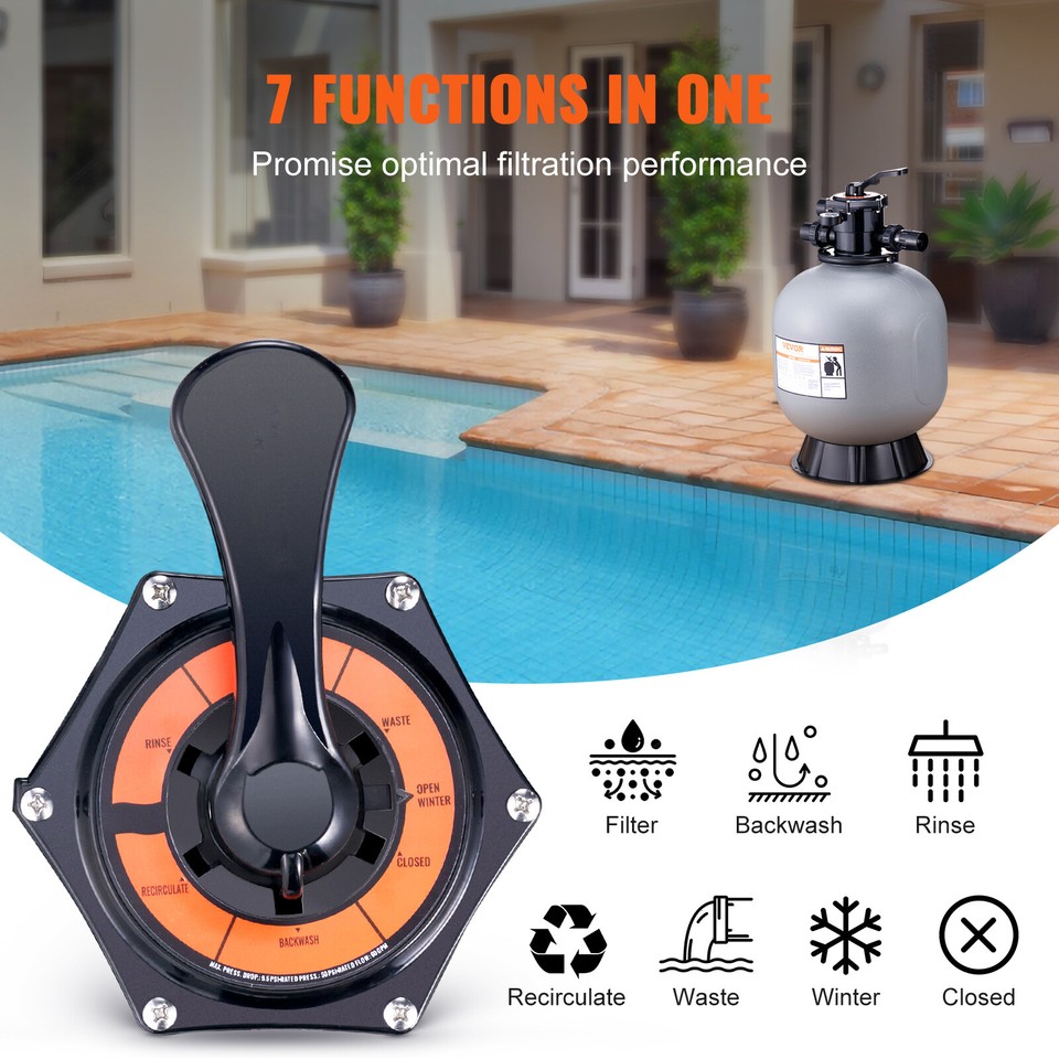 VEVOR Sand Filter 22" Above Inground Swimming Pool Sand Filter with 7 ...