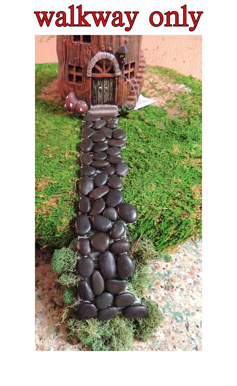 BLACK REAL STONE WALKWAY IN MINIATURE Asstd. SIZES PATH, PEBBLE PAVERS ...