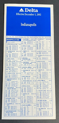 Delta Airlines INDIANAPOLIS Timetable Effective December 1, 2002 | eBay