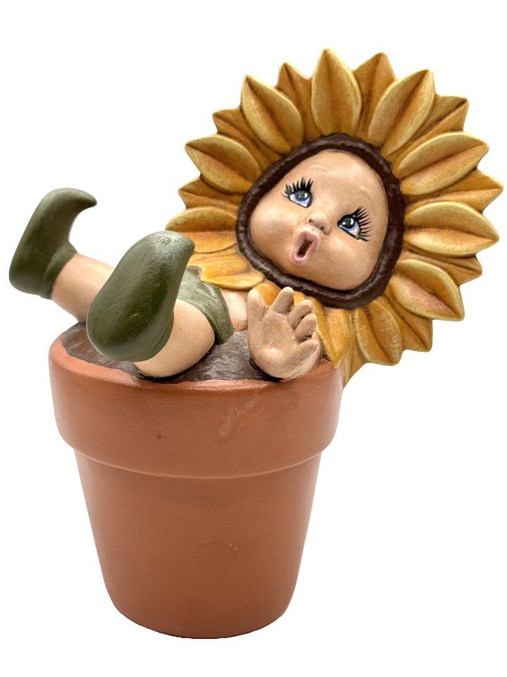 VTG Set Of 3 Donas Mold Painted Ceramic Sunflowers Babies Face Pots ...