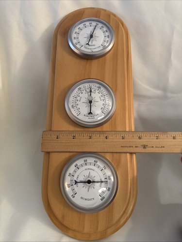 Springfield Thermometer Barometer Hygrometer Plastic With Wood Plaque ...