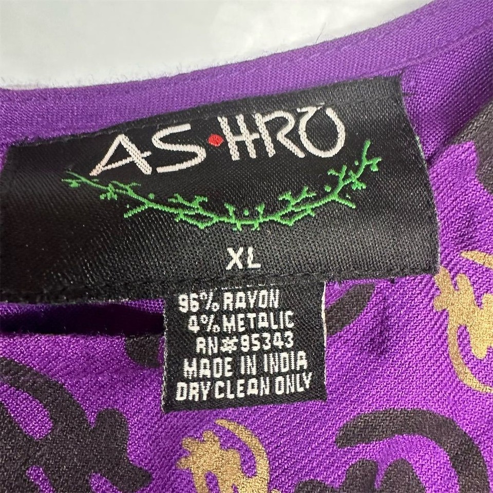 Ashro Women's XL Purple Ethnic Print Asymmetrical Tunic Top | eBay