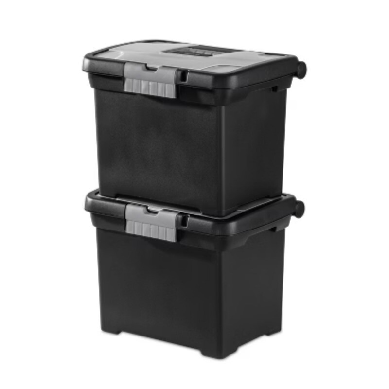 Sterilite Medium Letter File Box Black Clear Cover, 8.5x11 Inch Storage ...