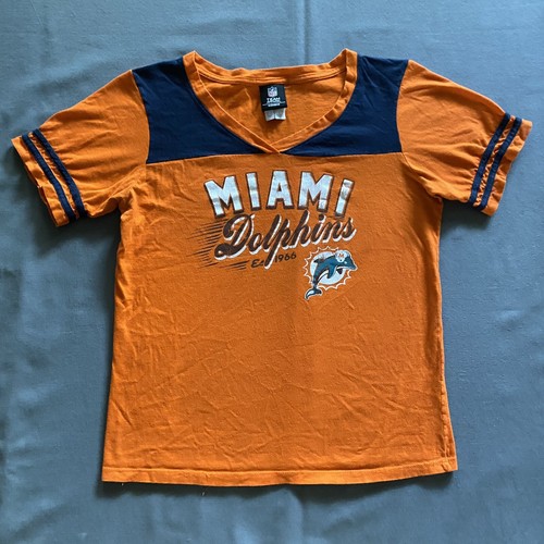 VTG 2000s Miami Dolphins T Shirt Womens Size Medium Orange Short Sleeve ...