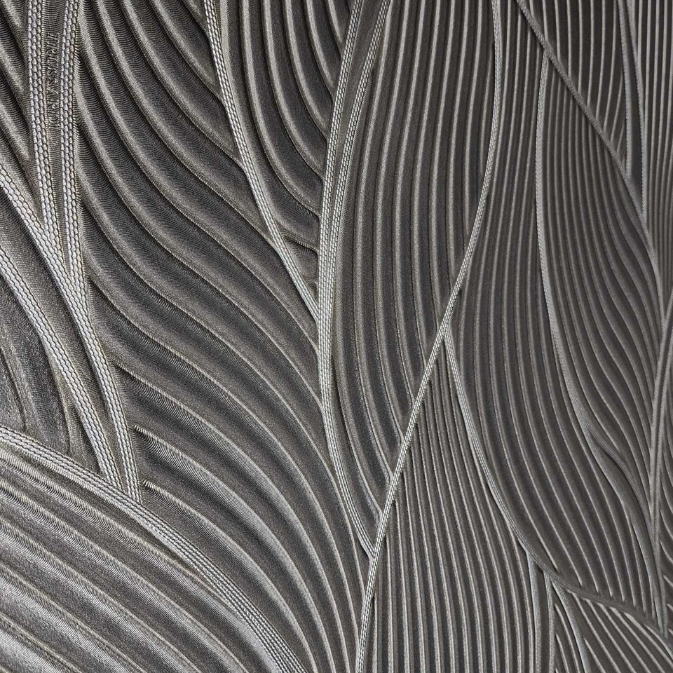 Embossed bronze metallic faux fabric wave lines textured contemporary ...