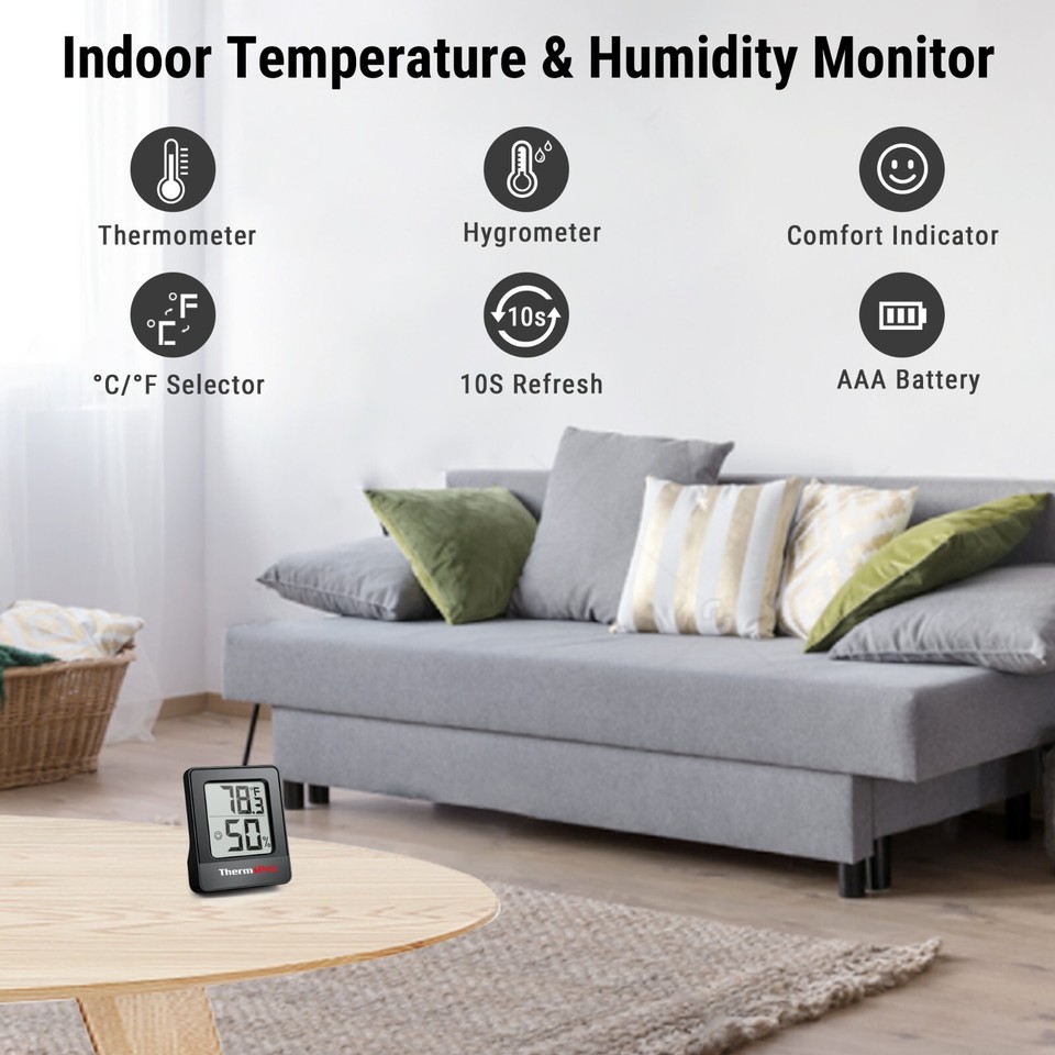 ThermoPro TP49 LCD Display indoor Temperature Digital Hygrometer ...