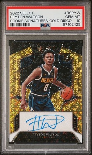 2022 Select Rookie Signatures Peyton Watson SSP Gold Disco RC Auto 1/10 ...