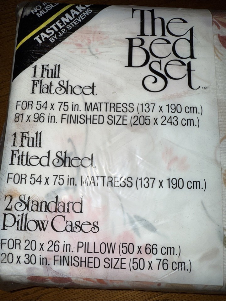 Tastemaker Stevens ~ NOS Vtg Full Bed Sheet Set 4-Piece USA 1980's ...