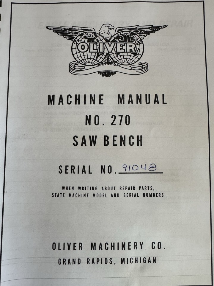 Oliver 270D 14-16” Table Saw | eBay