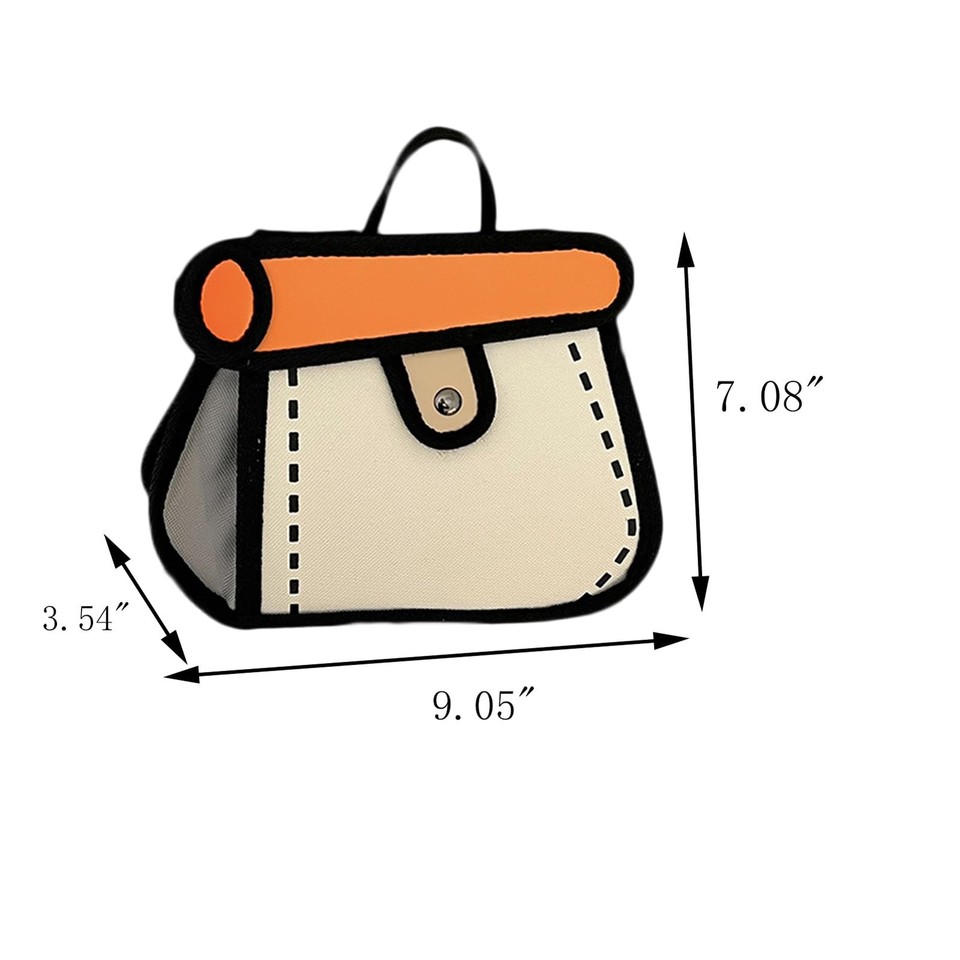 Funny 2D Cartoon Crossbody Bag Creative Cute Handbag 3D Style 2D ...