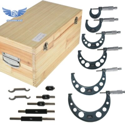 6Pcs 0-6" Precision Outside Micrometer Set 0.0001" Carbide Standards ...