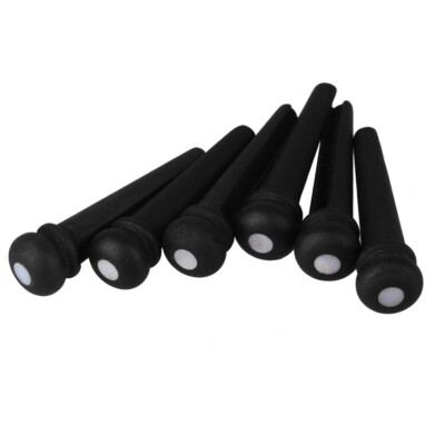 6pcs White Pearl Shell Dot Ebony Wood Bridge End Pins for Acoustic ...