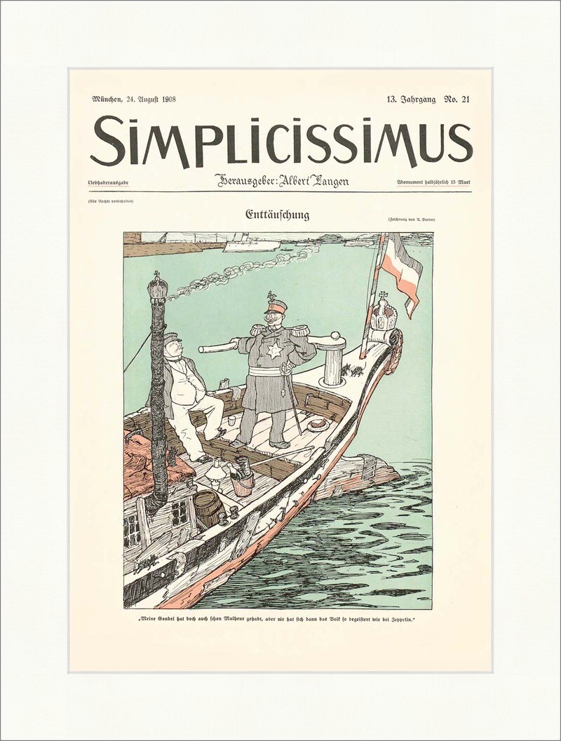 Titelseite der Nummer 21 von 1908 A. Durrer Wilhelm II Simplicissimus 0657 | eBay.de