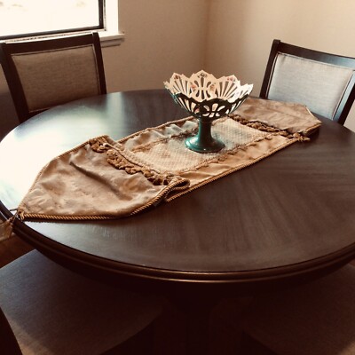 TABLE RUNNER FORMAL DECORATIVE GOLD AND BROWN TONES WITH TASSELS | eBay