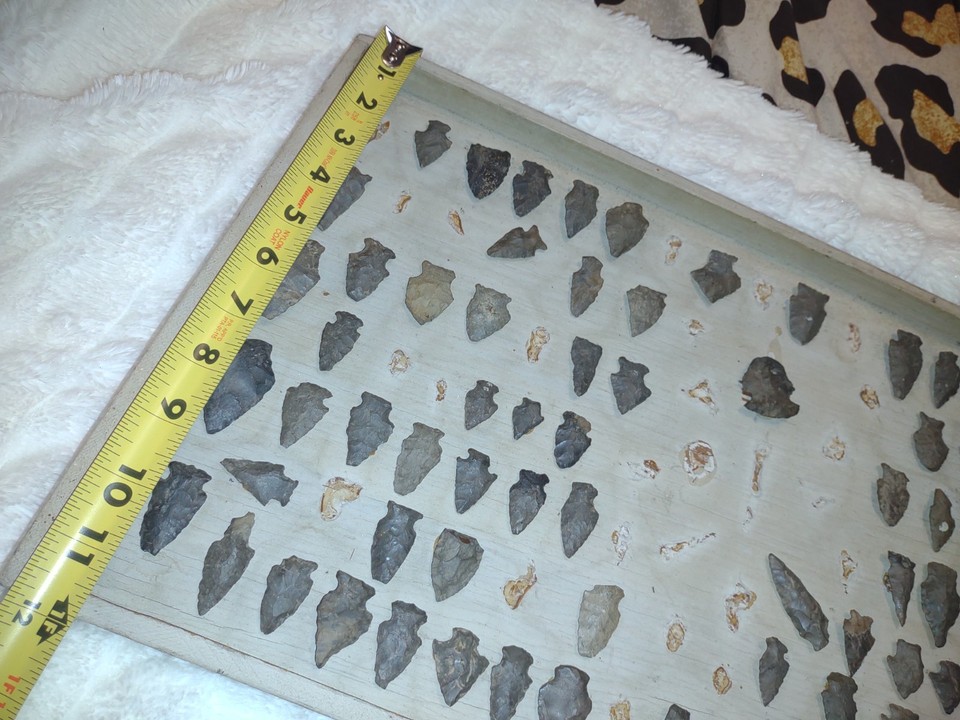 Lot Of 88 Authentic Ancient Native American Arrowheads Point Lot + Wood ...