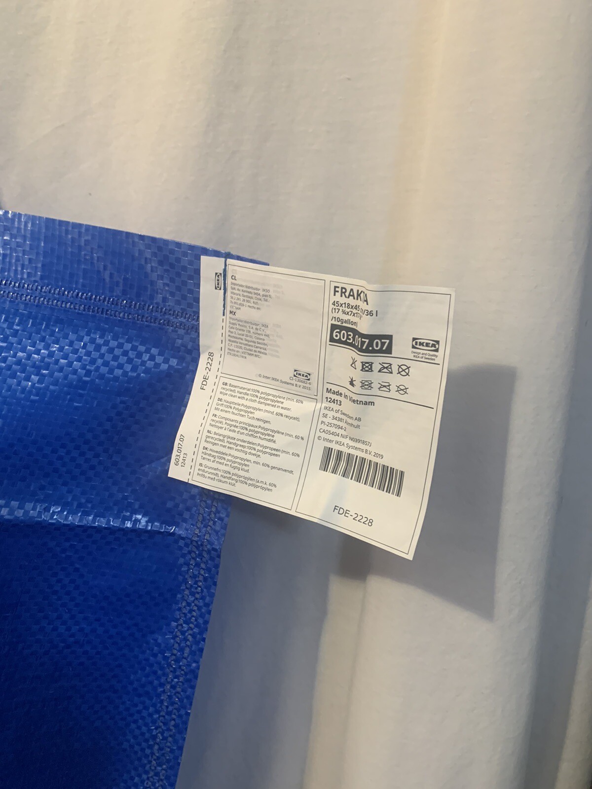 Lot of 2 IKEA FRAKTA Shopping Bag Medium Blue 10 Gallon 17 3/4" X 17 3 ...
