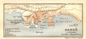 Hanko / Hango town / city plan. Finland. VERY SMALL. BAEDEKER 1912 old ...