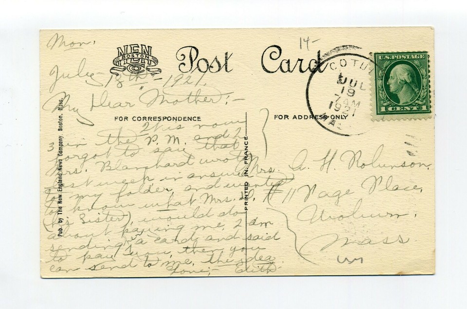 Cotuit MA Mass 1921 antique postcard, End of South Shore Road, dirt ...