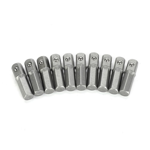 10pcs Socket Adapter Converter 25mm 1/4" Hex To 1/4" Square Drive Metal ...