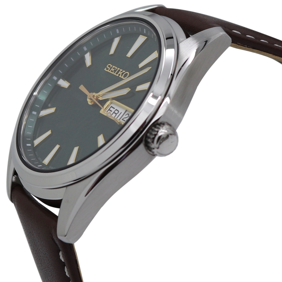 Seiko Neo Classic Green Dial Brown Leather Strap Men's Watch SUR449P1 ...