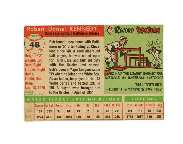 BOB KENNEDY signed 1955 TOPPS baseball card #48 ORIOLES | eBay