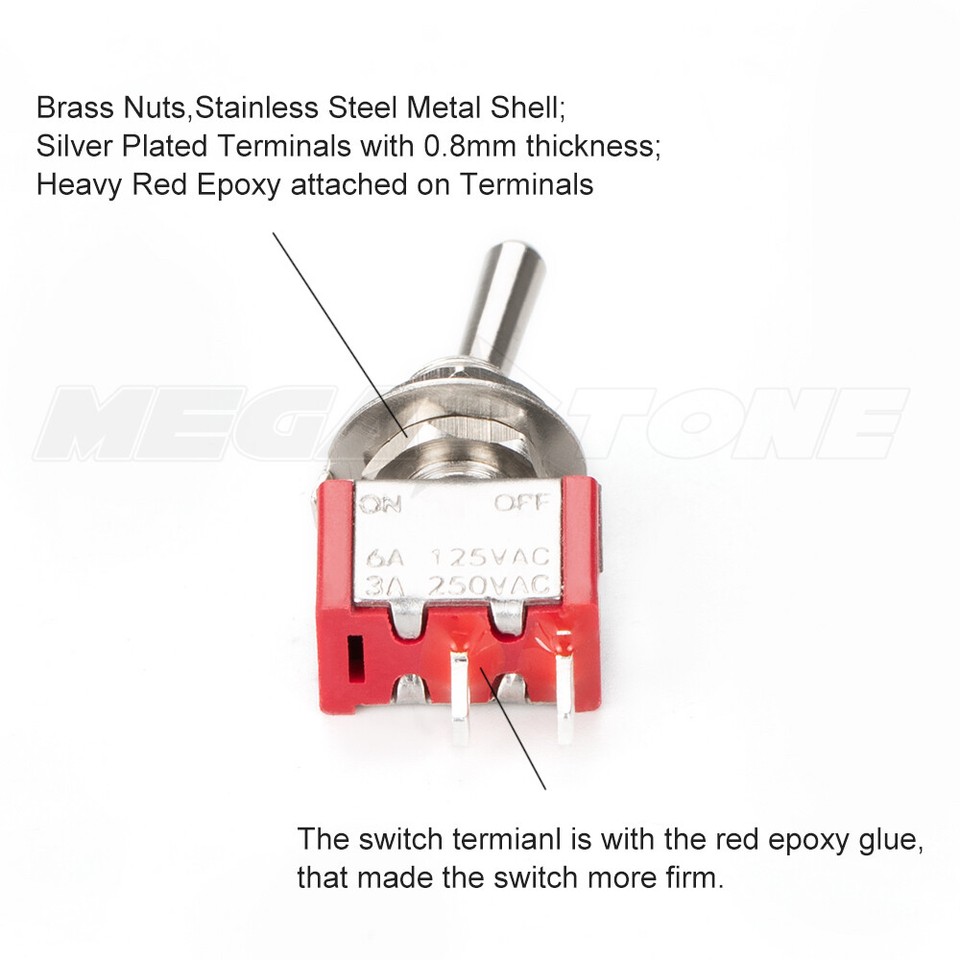 NEW SPST Mini Toggle Switch On-Off Solder Lug Premium Grade Quality USA ...