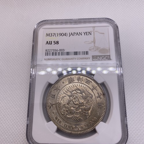 1904 Japan Meiji M37 Silver 1 Yen, Osaka Mint NGC AU58 Silver Japanese ...