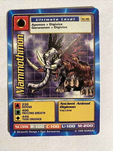 Mammothmon Digimon TCG 1st Edition 1999 Bandai Near Mint St-45 Starter ...