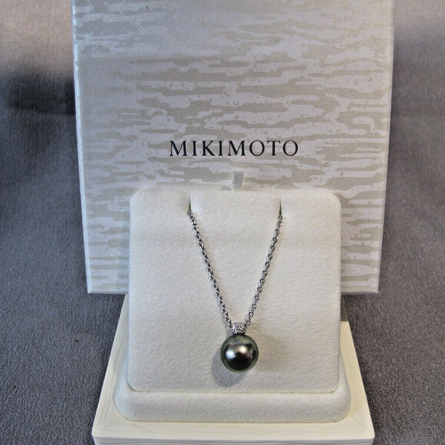 Mikimoto 18KT White Gold Black South Seas Pearl & Diamond Necklace 30" Adj J130 | eBay