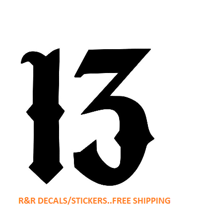 LUCKY 13/NUMBER 13 STICKER/DECAL..PICK SIZE AND COLOR FREE SHIPPING ...