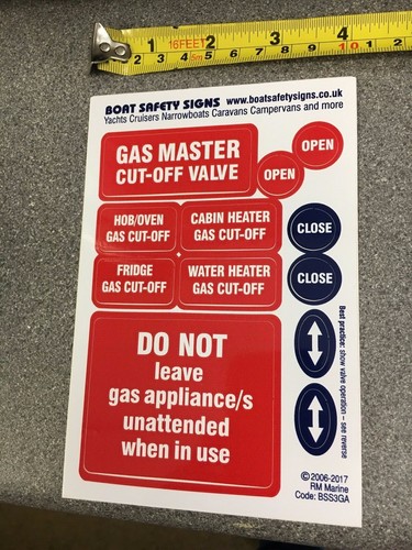 Boat Safety Scheme BSS Sticker Labels Boat Narrow Yacht Gas Appliance ...