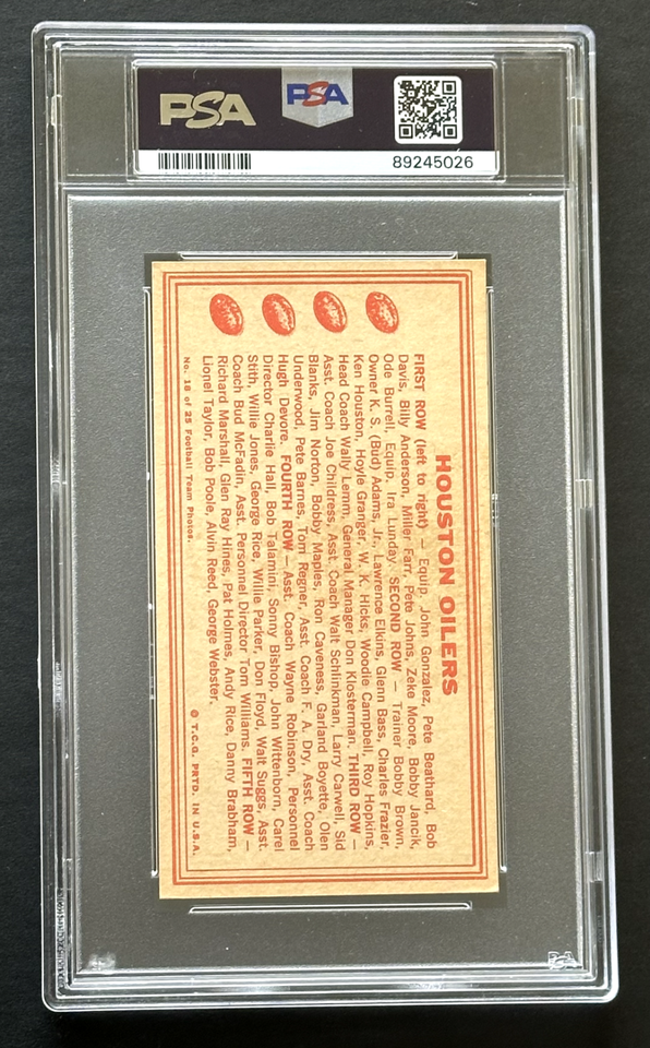 1968 Topps Test Teams Football #18 Houston Oilers, PSA 5 (EX) | eBay
