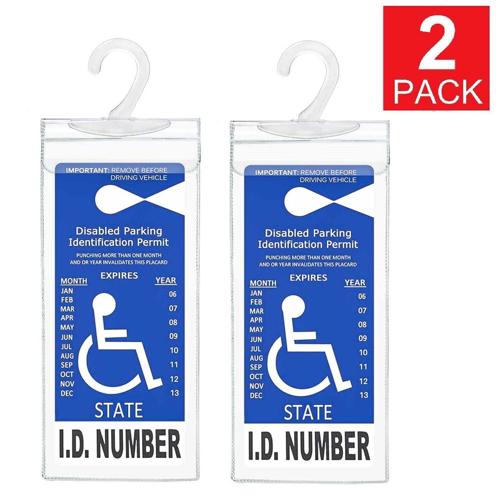Handicap Parking Permit Holder Cover Pack of 2 Plastic Mirror Tag ...