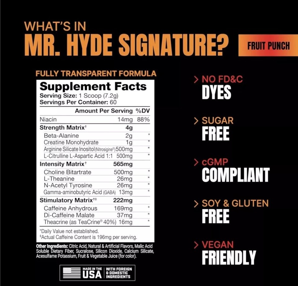 Pro Supps Hyde Pre Workout Signature 120 Servings 2 X 60 Tubs Energy ...
