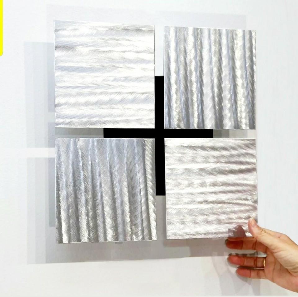 Modern Metal Wall Art 3 Wall Sculptures Silver Home, Office Decor Jon ...