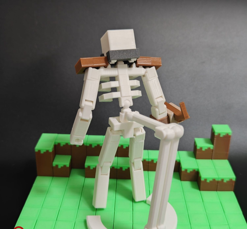 3D Printed Minecraft Skeleton Soldier Fully Articulated Assembled Model ...